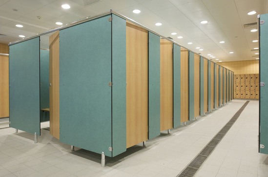 Marin solid-grade laminate washroom / changing cubicles | Maxwood ...