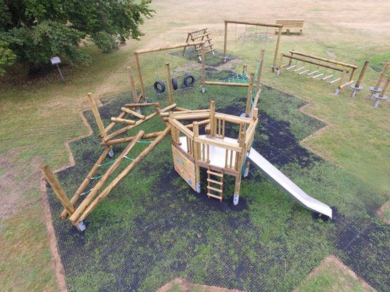 Bespoke natural timber playground for village green | Setter Play | ESI ...