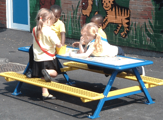 Playground picnic tables with optional activity tops | AMV Playground ...