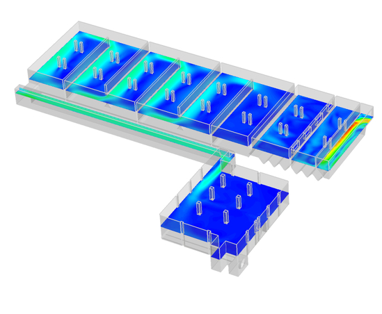 Contact tank flow design optimisation with CFD modelling | Fluid Group | ESI Enviropro