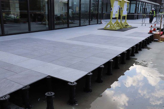 Raised paving for outdoor plaza, 245 Hammersmith | Buzon UK | ESI ...
