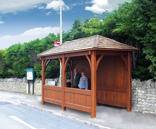 Enclosed timber bus shelters with pitched roof | Littlethorpe of ...