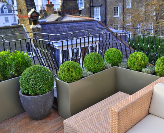 Bespoke powder-coated steel planters | IOTA | ESI External Works