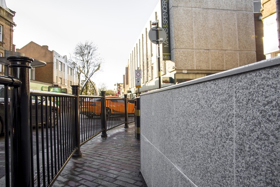 Large, granite-clad steel planters for streetscape | IOTA | ESI ...