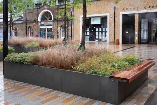 Large bespoke planters with integrated seating | IOTA | ESI External Works