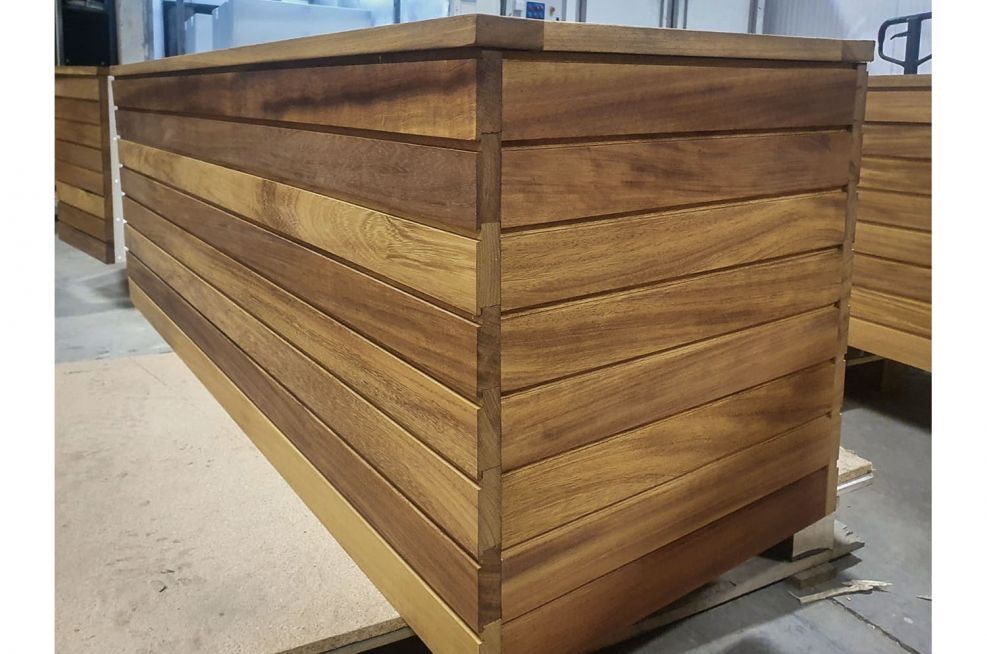 Using timber cladding for large-scale planters | IOTA | ESI External Works