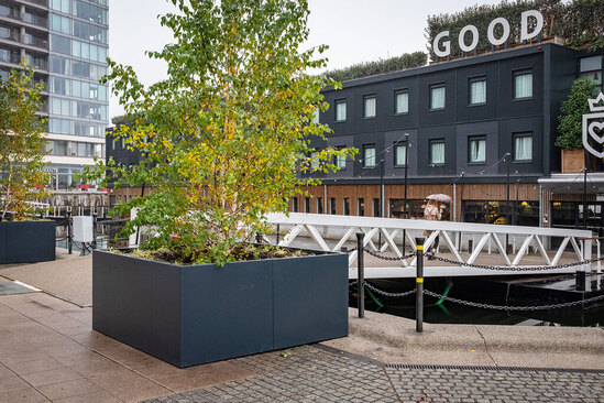 Bespoke steel tree planters - Good Hotel, London | IOTA | ESI External ...