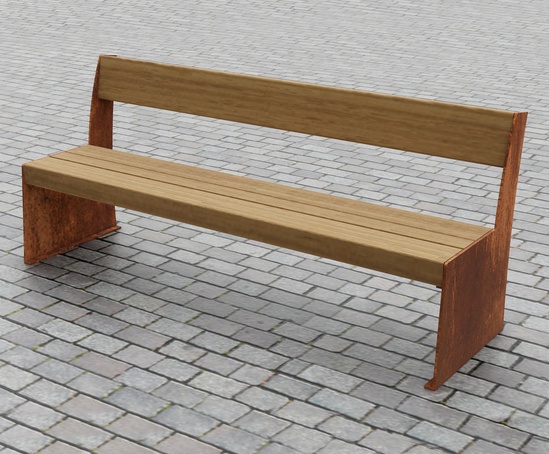 Slab Side Back Bench in up-cycled greenheart and corten | Chris Nangle ...