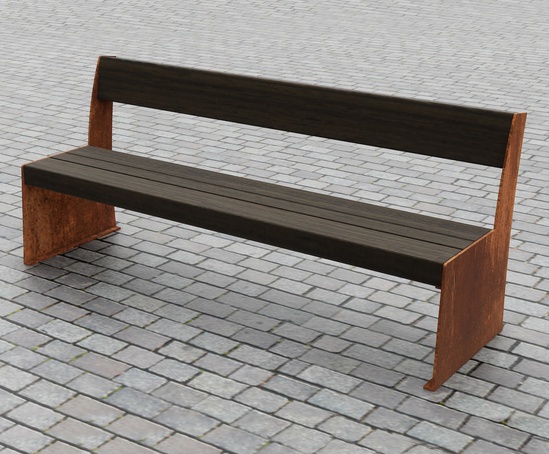 Slab Side Back Bench in up-cycled greenheart and corten | Chris Nangle ...