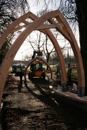Gothic timber arches - Swanswell Park | Handspring Design | ESI ...