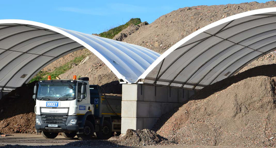 Concrete block walls for recycling facility storage area | Elite ...