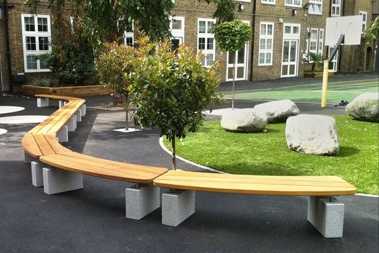 Sheldon Curved Timber Topped Bench - SBN321 | Langley Design Street ...