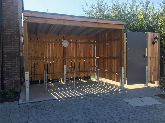 Covered cycle parking and bin store area for new housing | Langley ...