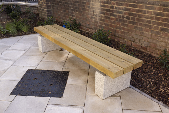 Sheldon Chunky Timber Top Plinth Mounted Bench - SBN331 | Langley ...