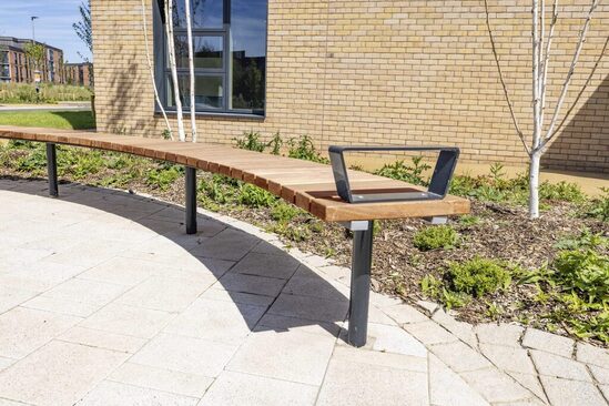 Contemporary outdoor seating for new research facility | Langley Design ...