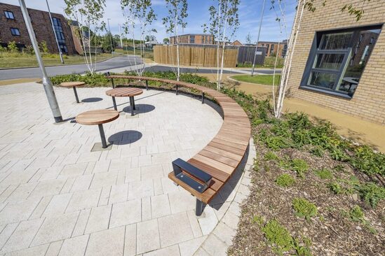 Contemporary outdoor seating for new research facility | Langley Design ...