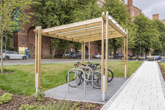 Small timber cycle shelter - Nottingham College City Hub | Langley ...