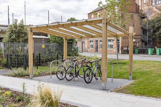 Small timber cycle shelter - Nottingham College City Hub | Langley ...