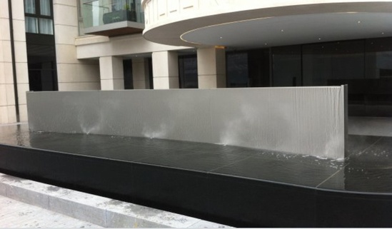 Water wall with misting system - Hammersmith, London | Fountains ...