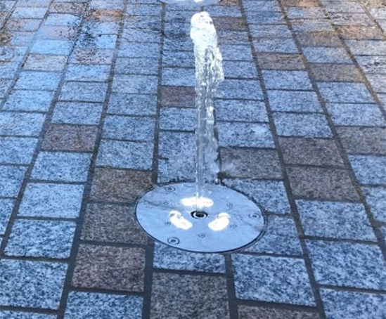 Water jets feature for riverside apartments plaza | Fountains ...