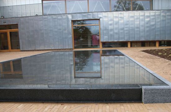 Reflective mirror pool for university campus | Fountains & Features Ltd ...
