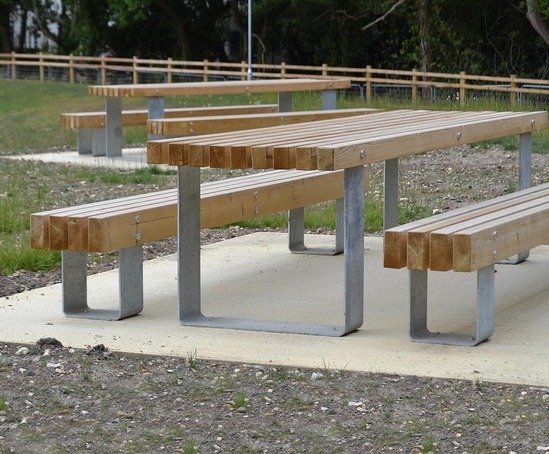 QUAY FSC timber and steel table | Factory Furniture | ESI External Works