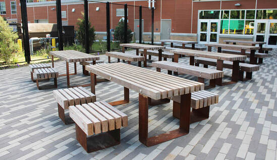 QUAY FSC timber and steel table | Factory Furniture | ESI External Works