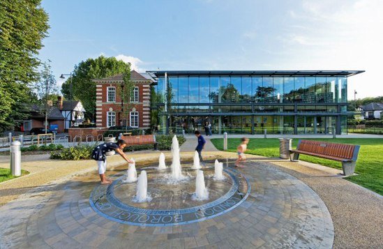 Dry plaza water feature - Enfield Library | Fountains Direct | ESI ...
