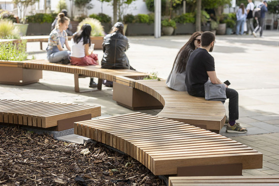 RailRoad seating and planters enhance shopping area | Furnitubes | ESI ...