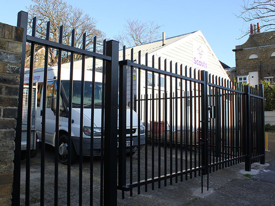 Vertical bar perimeter fencing for Scout facility | Jacksons Fencing ...