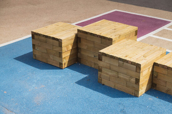 Modular tiered timber block seating for public square | WoodBlocX | ESI ...