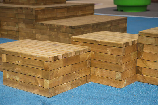 Modular tiered timber block seating for public square | WoodBlocX | ESI ...