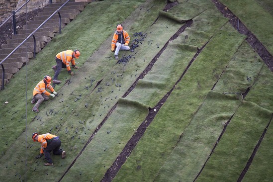 Steep slope turfing and stabilisation, Lincoln Castle | Lindum Turf ...