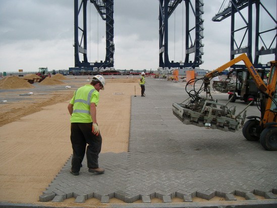 Machine-lay concrete paving, Port of Felixstowe | Marshalls | ESI ...