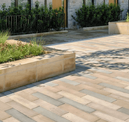 Linear natural stone paving for conservation area | Marshalls | ESI ...