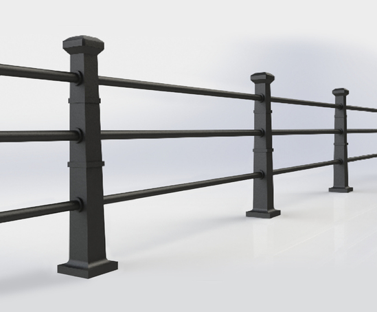 ASF Ascot 3-rail recycled cast iron post | Architectural Street ...