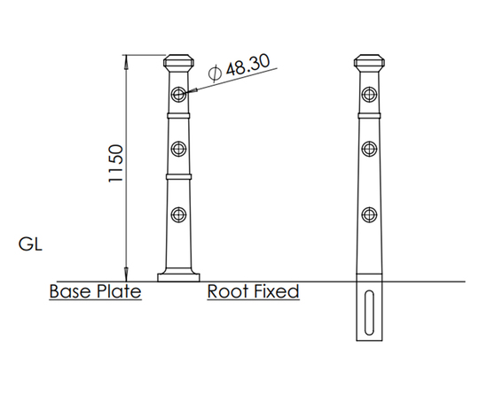 ASF Ascot 3-rail recycled cast iron post | Architectural Street ...