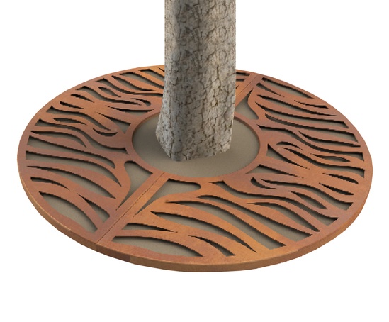 ASF Rivulet round corten steel tree grille | Architectural Street ...