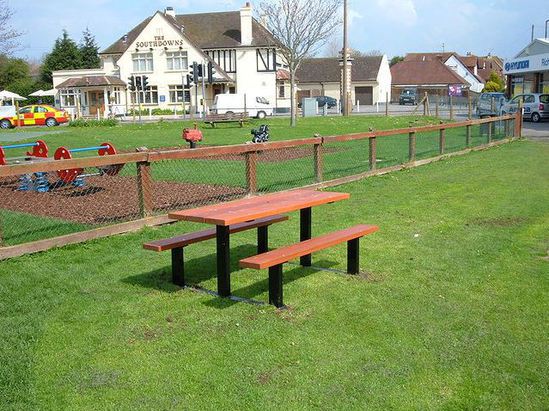 Beaufort hardwood and galvanised steel picnic table | Neptune Street ...