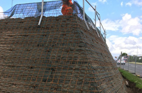 Highway standard reinforced soil wall for retail park | Phi Group | ESI ...