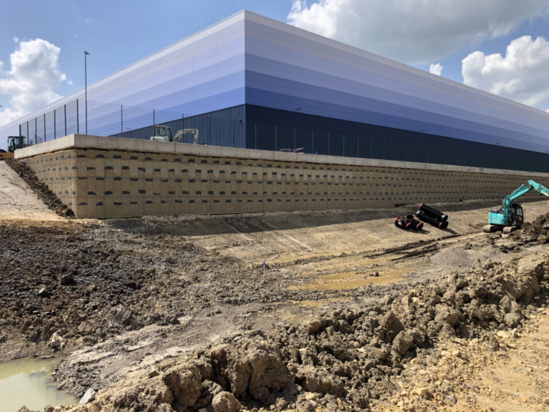 Permacrib retaining walls and gabions for office complex | Phi Group ...