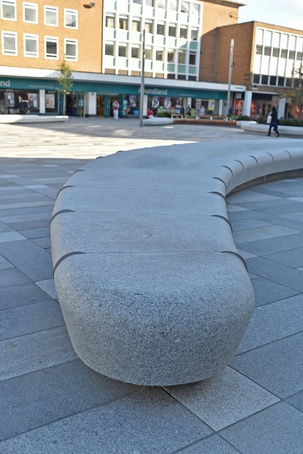 Bespoke curved granite benches revitalise town centre | Pomery Natural ...