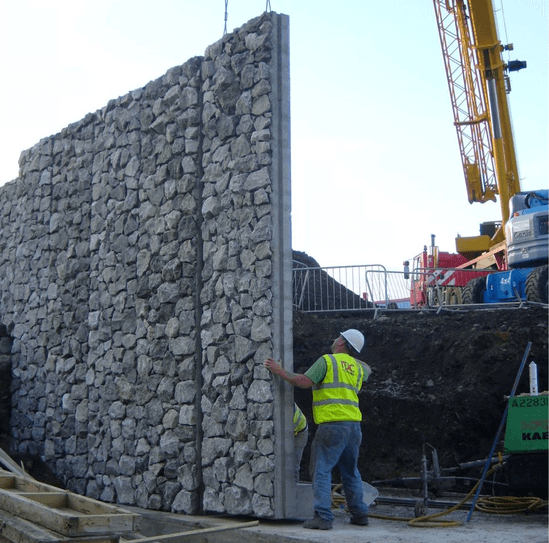 Rocwall reinforced concrete/natural stone retaining wall | Ruthin ...