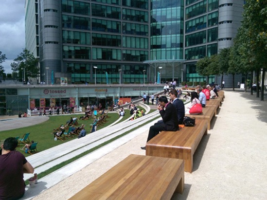 Bespoke oak Staple benches - Paddington Central | Citysquared | ESI ...