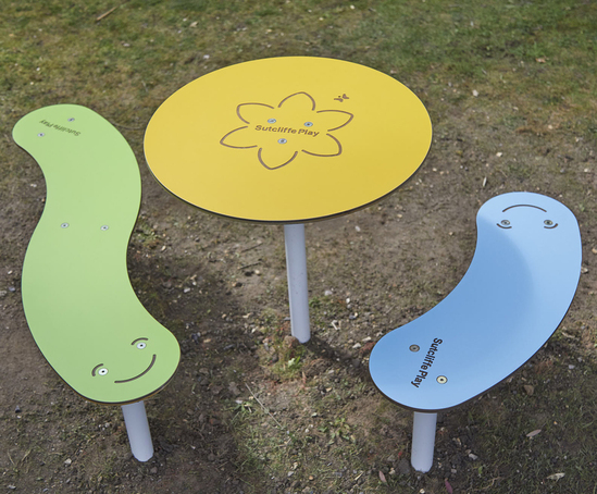 Blossom Table with Bean and Pod Bench - wheelchair-accessible ...