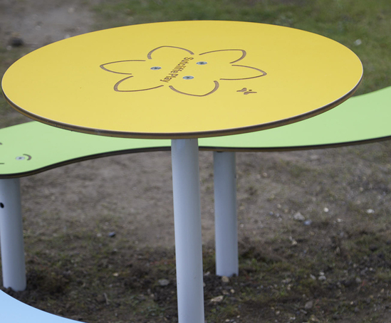Blossom Table with Bean and Pod Bench - wheelchair-accessible ...