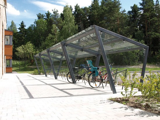 Edge contemporary glass and stainless steel cycle shelter ...