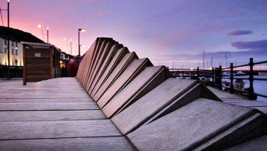 Bespoke harbourside seating and bus shelter, Scarborough | Woodscape ...