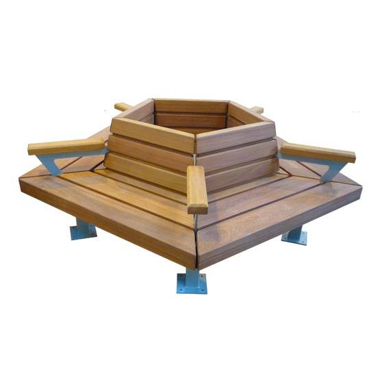 Pentagon timber tree seat | Woodscape | ESI External Works