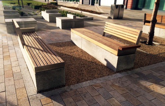 EVO Seat 1 - timber and granite | Woodscape | ESI External Works